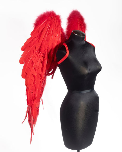 Down turned Red Feather Angel Wings - Victoria's Secret Inspired Handm ...